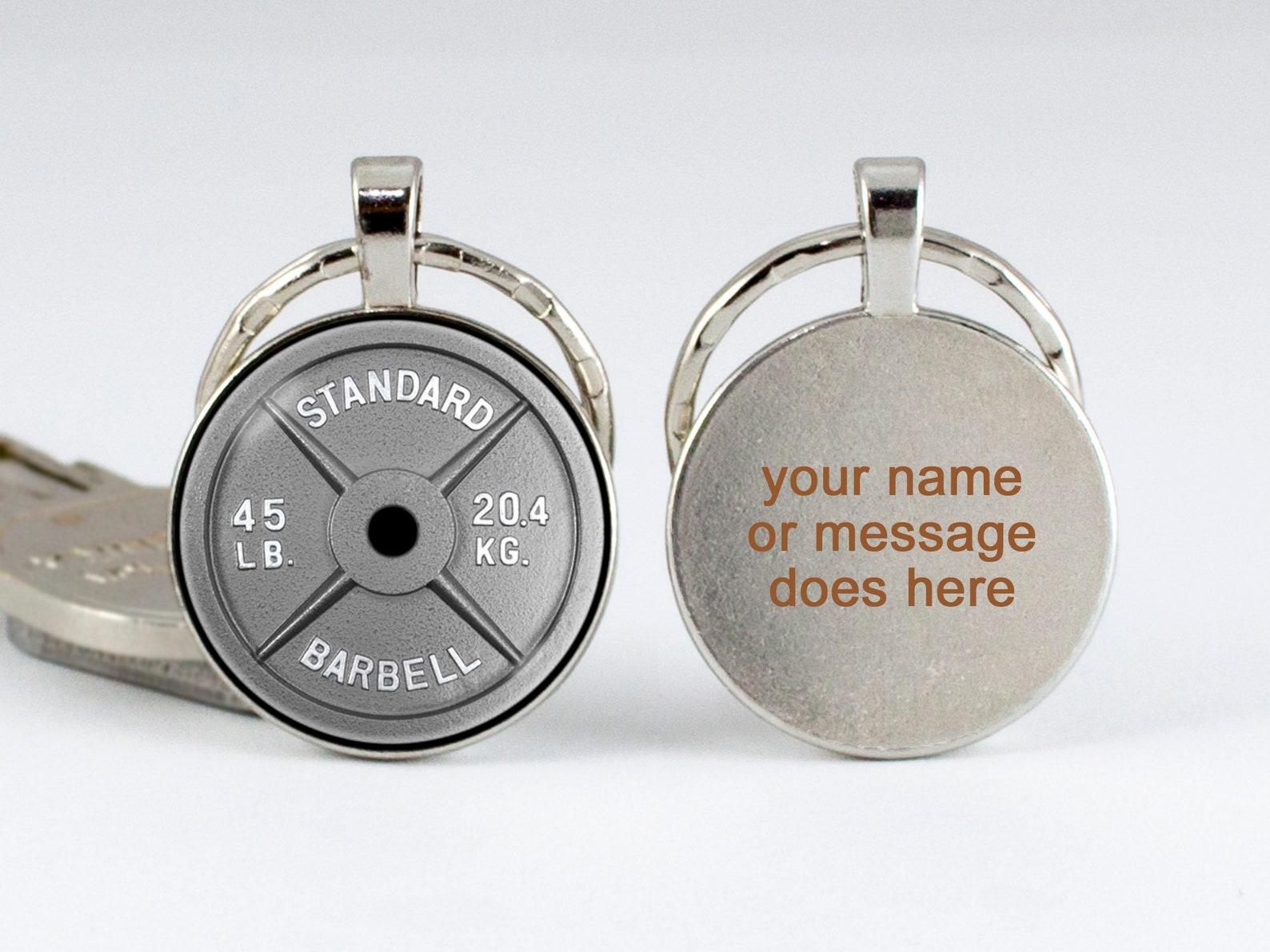 Engraved Key Ring Barbell Weightlifter Personalized Jewelry | Etsy
