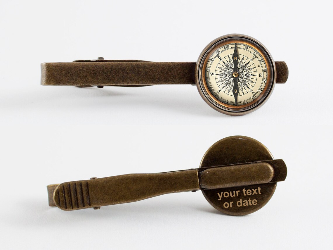 Personalized Gift Compass Tie Clip Customized Jewelry Engraved | Etsy