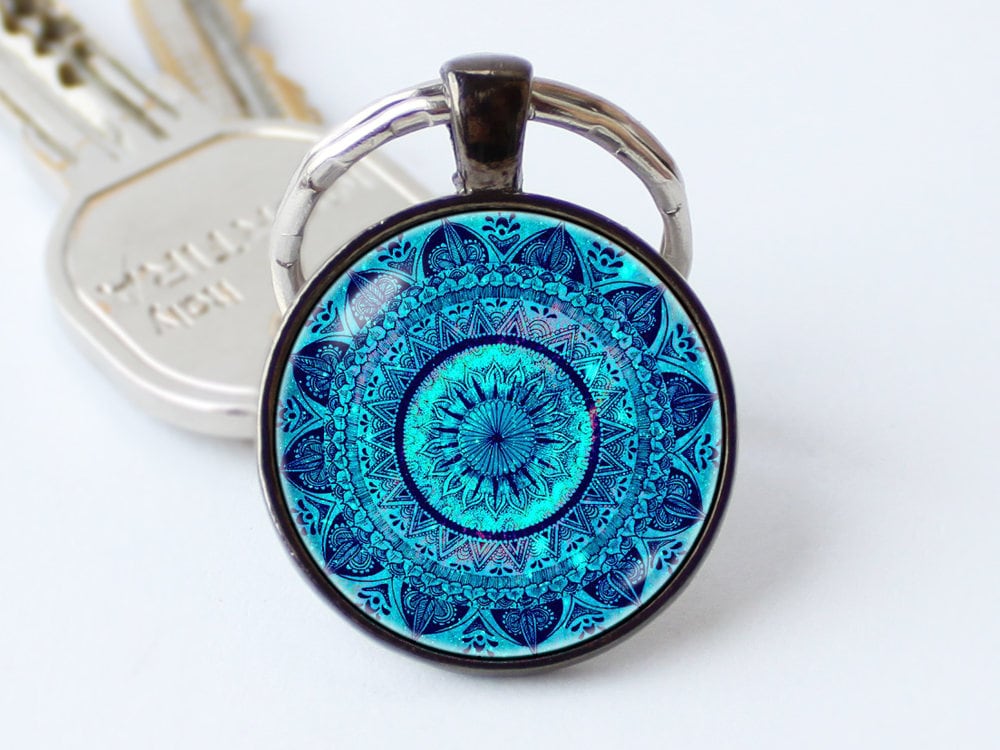 Mandala Art Yoga Keychain Gift for Friend Mandala Keyring - Etsy