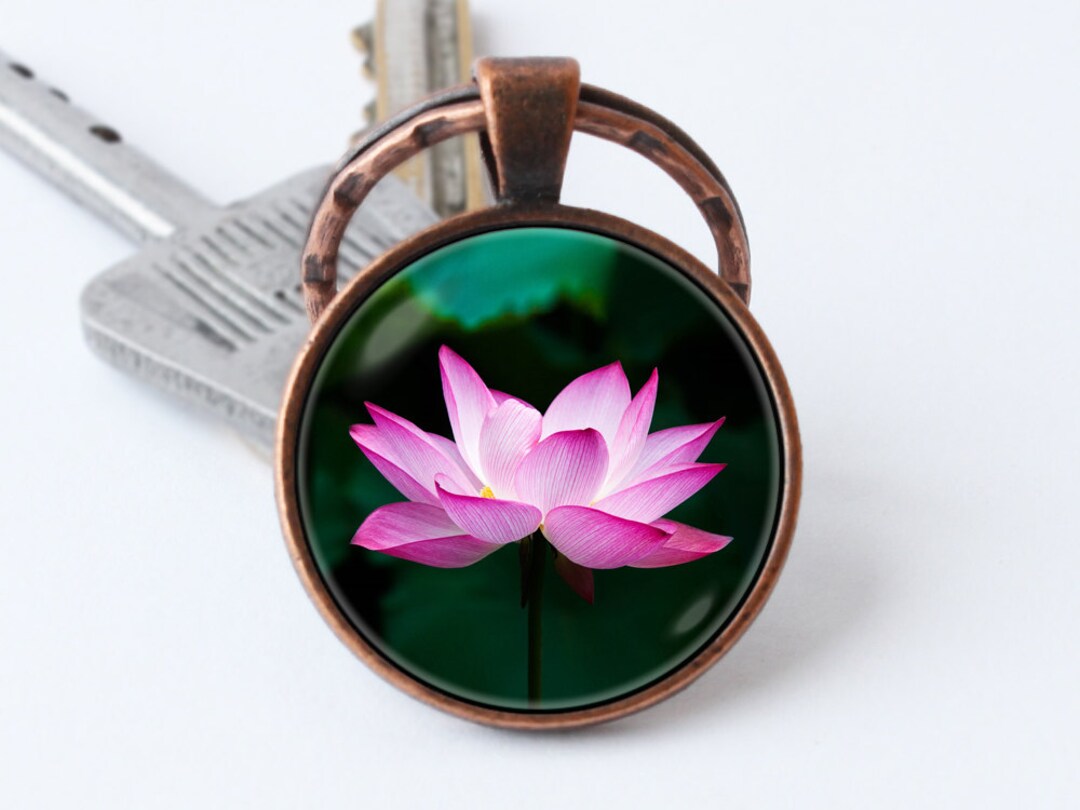 Lotus Keychain Lotus Key Ring Lotus Jewelry Christmas Gift Flower ...