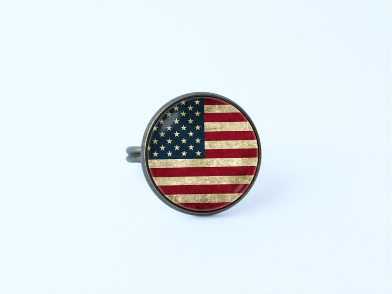 US Flag Ring American Flag Ring Patriotic Jewelry National - Etsy