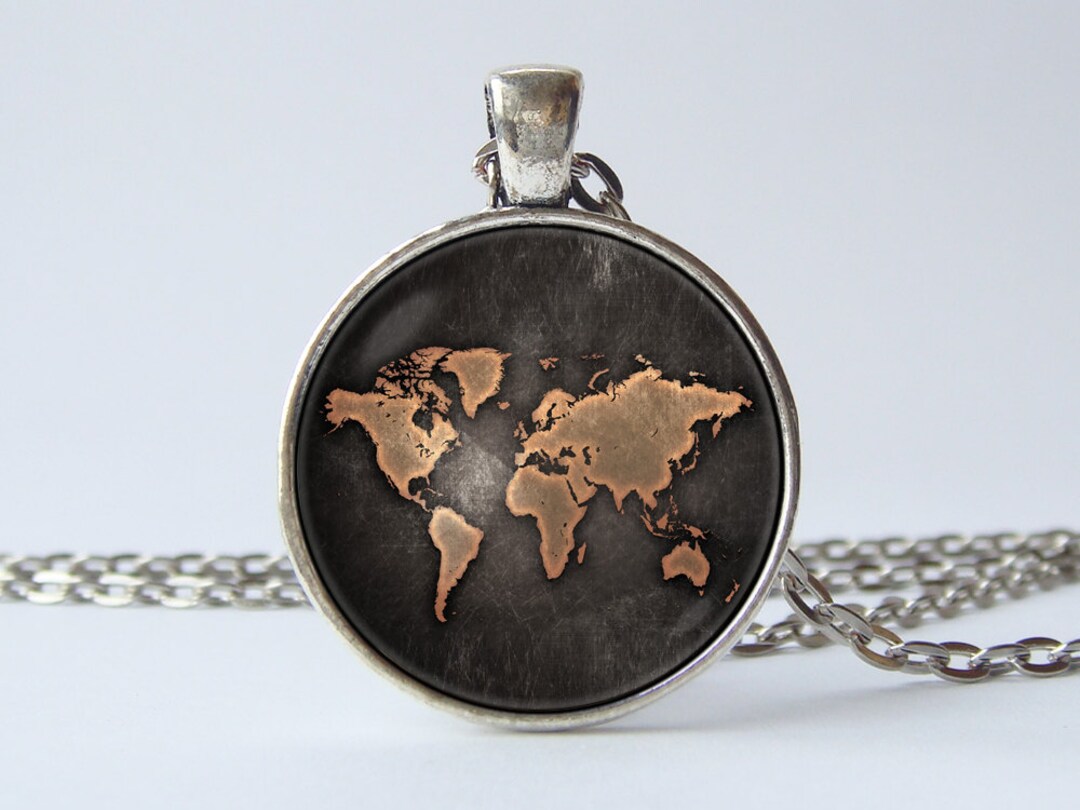 World Map Necklace Globe Necklace Earth Map Jewelry World Map Pendant ...