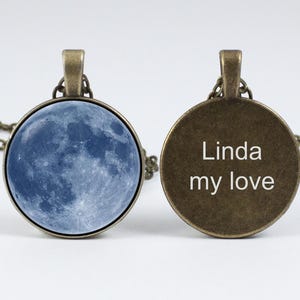 Moon Space Keychain Christmas Gift Blue Moon Keyring Full Moon Keychain ...