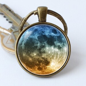 Lunar Key Chain Outer Space Keychain Lunar Gift Full Moon - Etsy