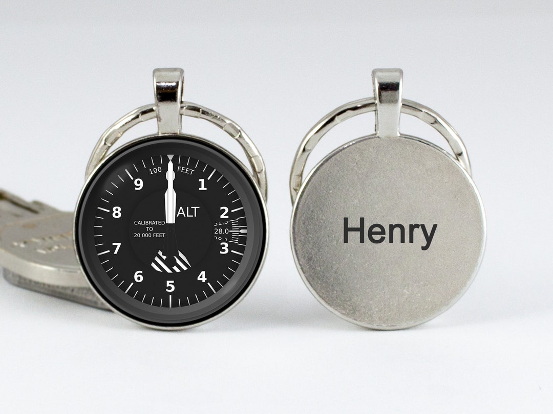 Personalized Keychain Pilot Gift Aviation Altimeter Key Fob Airplane ...