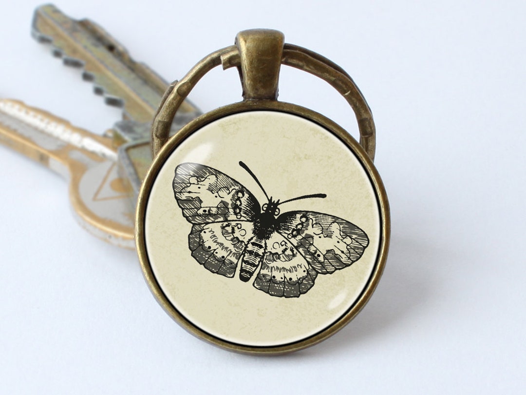 Moth Keychain Insect Keyring Insect Jewelry Moth Pendant Mole Key Chain ...
