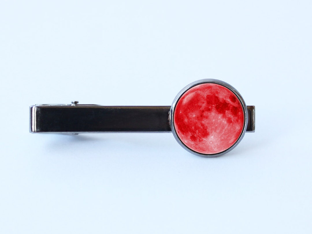 Red Moon Tie Clip Gift Moon Full Moon Jewelry Tie Clip Moon Husband ...
