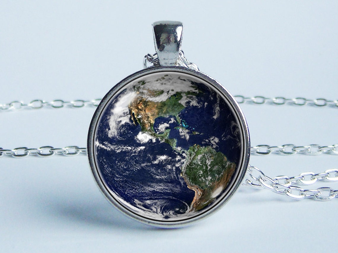 Earth Necklace Planet Earth Necklace Planet Pendant Space - Etsy