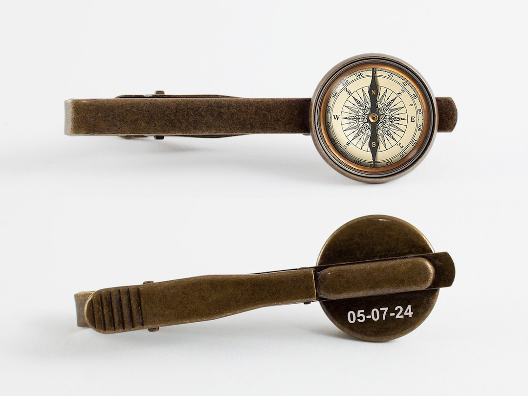 Personalized Gift Compass Tie Clip Customized Jewelry Engraved Tie Clip ...