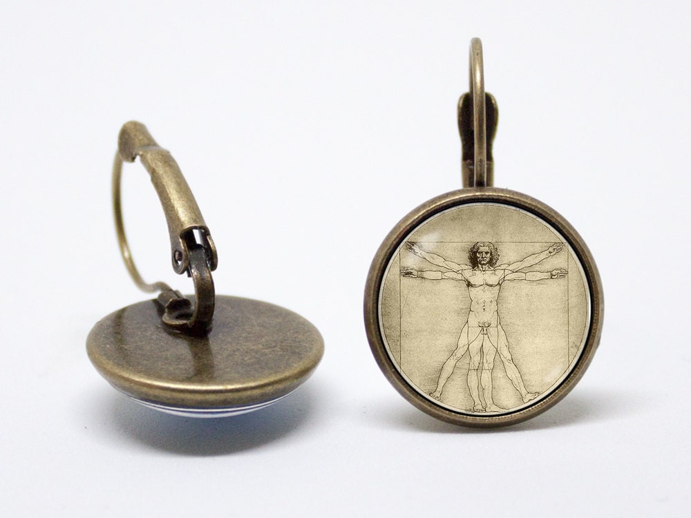 Da Vinci Earrings Vitruvian Man Earrings Da Vinci Art Vintage Style ...