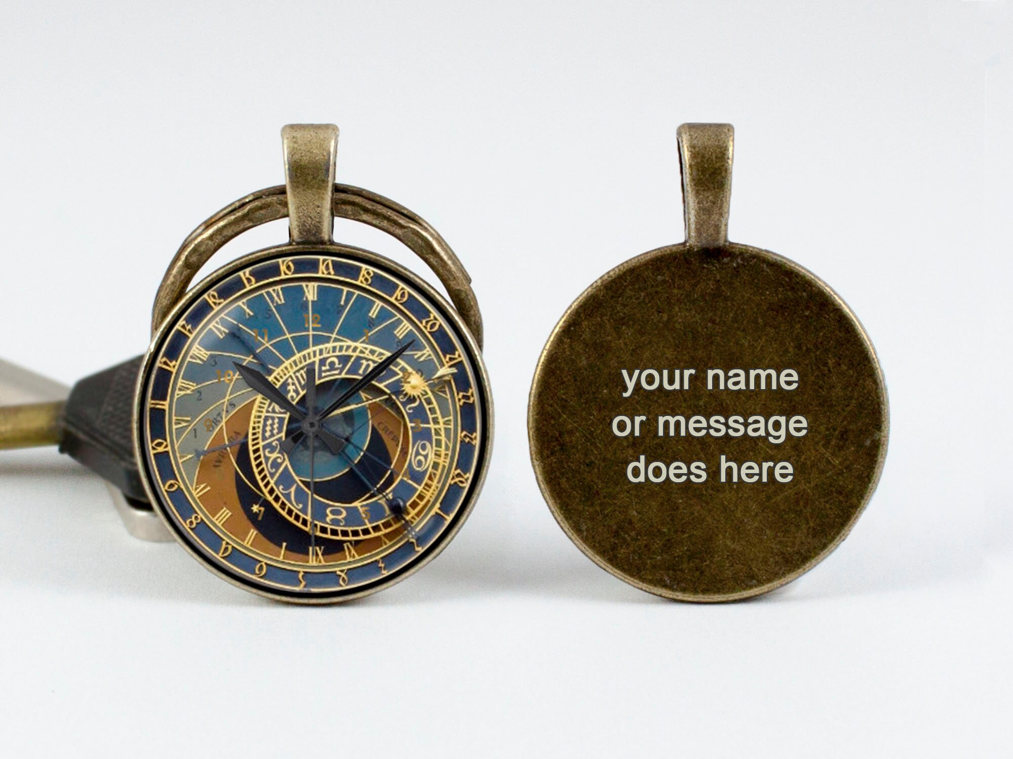 Clock Keychain Prague Clock Key Ring Clock Jewelry Steampunk Key Chain ...
