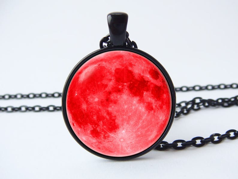 Red Moon Necklace Pendant Moon Full Moon Necklace Moon Jewellery Outer ...