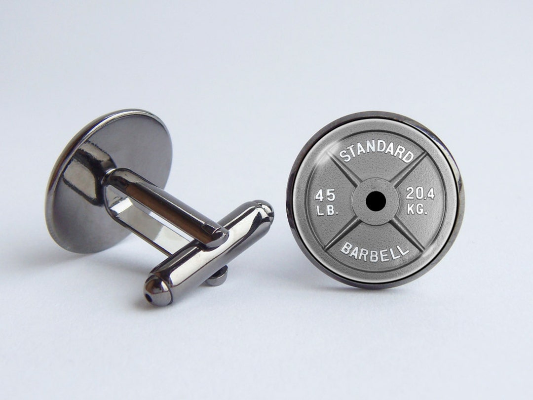 Barbell Cufflinks Fitness Cuff Links Dumbbell Cufflinks Weightlifting ...