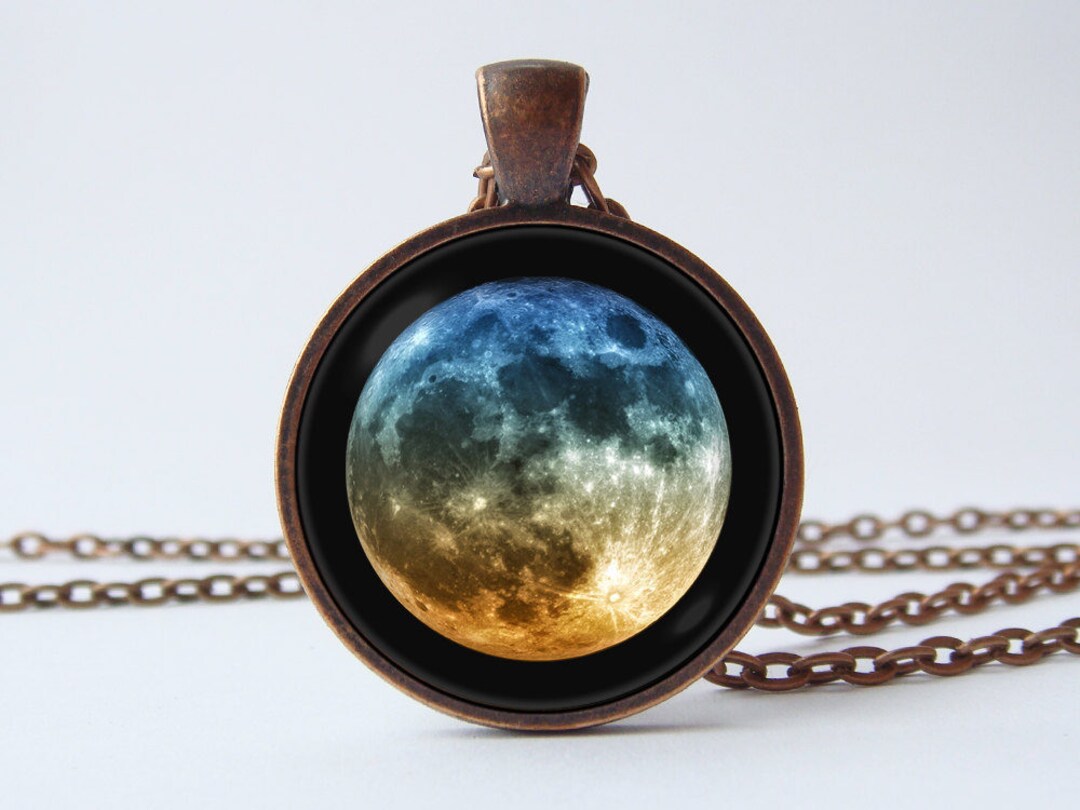 Simple Moon Necklace Full Moon Pendant Moon Glass Pendant Moon ...