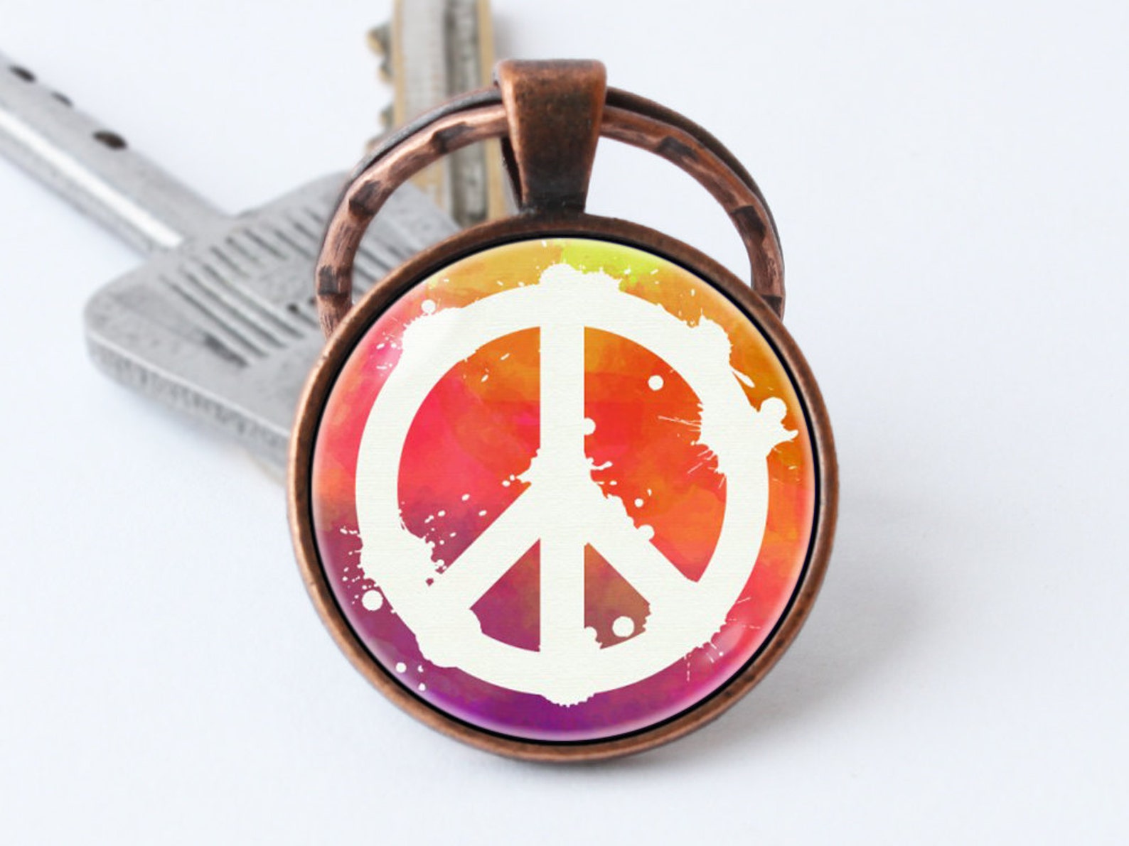 Peace Sign Key Chain Peace Sign Key Ring Peace Sign Pendant | Etsy