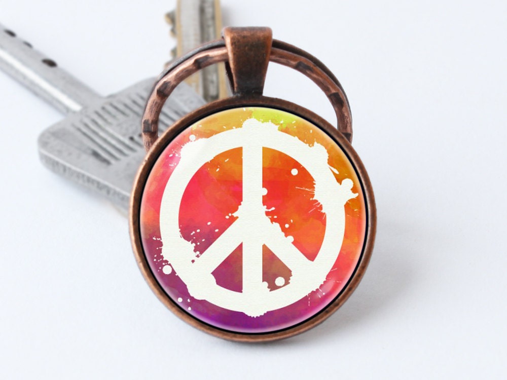 Peace Sign Key Chain Peace Sign Key Ring Peace Sign Pendant | Etsy
