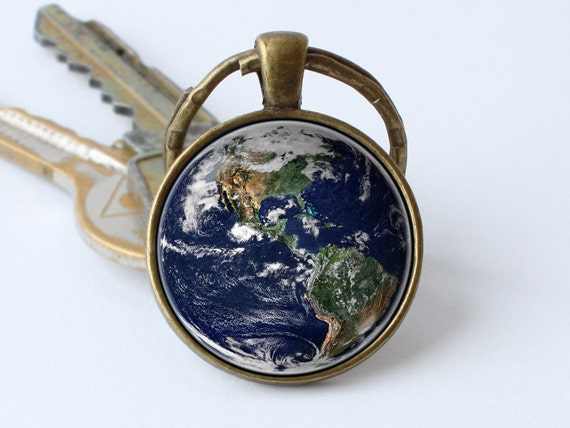 Earth keychain Earth keyring Planet key ring Birthday gift | Etsy