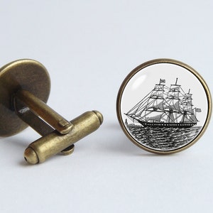Vintage Ship Cufflinks Nautical Jewelry Pirate Ship Cufflinks Boat Cuff ...
