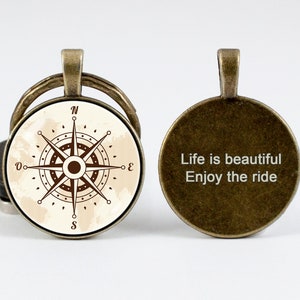 Rose of Wind Keychain Compass Key Ring Compass Jewelry Husband Gift ...
