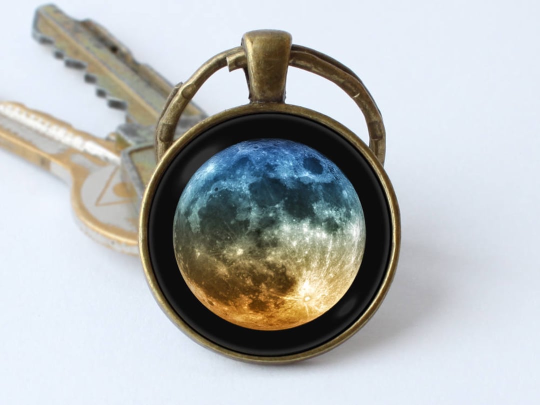 Moon Art Lunar Key Ring Gift for Men Full Moon Keychain Lunar Jewellery ...