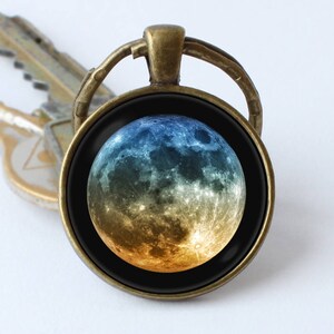 Moon Art Lunar Key Ring Gift for Men Full Moon Keychain Lunar Jewellery ...