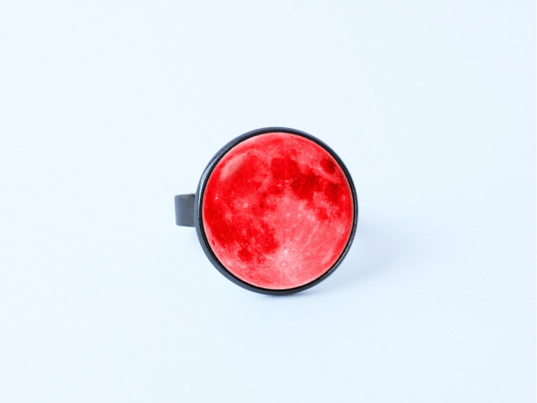 Red Moon Ring Lunar Ring Full Moon Ring Valentines Day Moon Jewelry ...