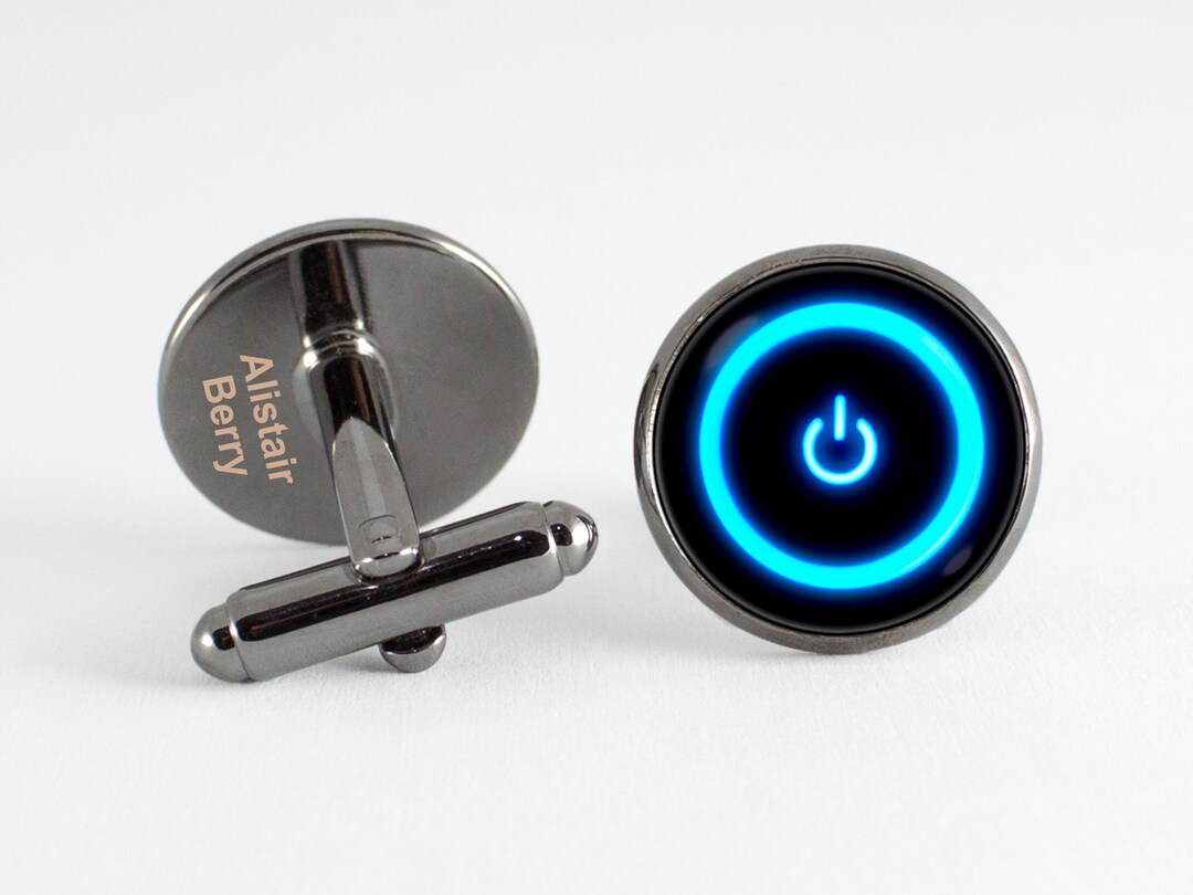 Customized Cufflinks Power Button Engraving Men's Jewelry - Etsy