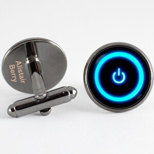 Customized Cufflinks Power Button Engraving Men's Jewelry - Etsy