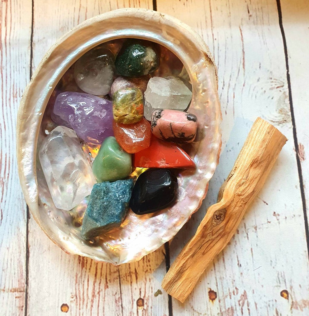 Surprise Crytal Box, Crystal Gift Set With Palo Santo and Abalone Shell ...