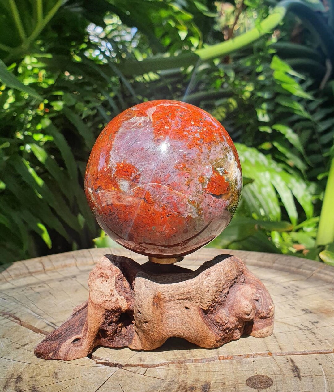 1.1 Lb Large Red Jasper and Purple Moss Agate Sphere, Please Read ...