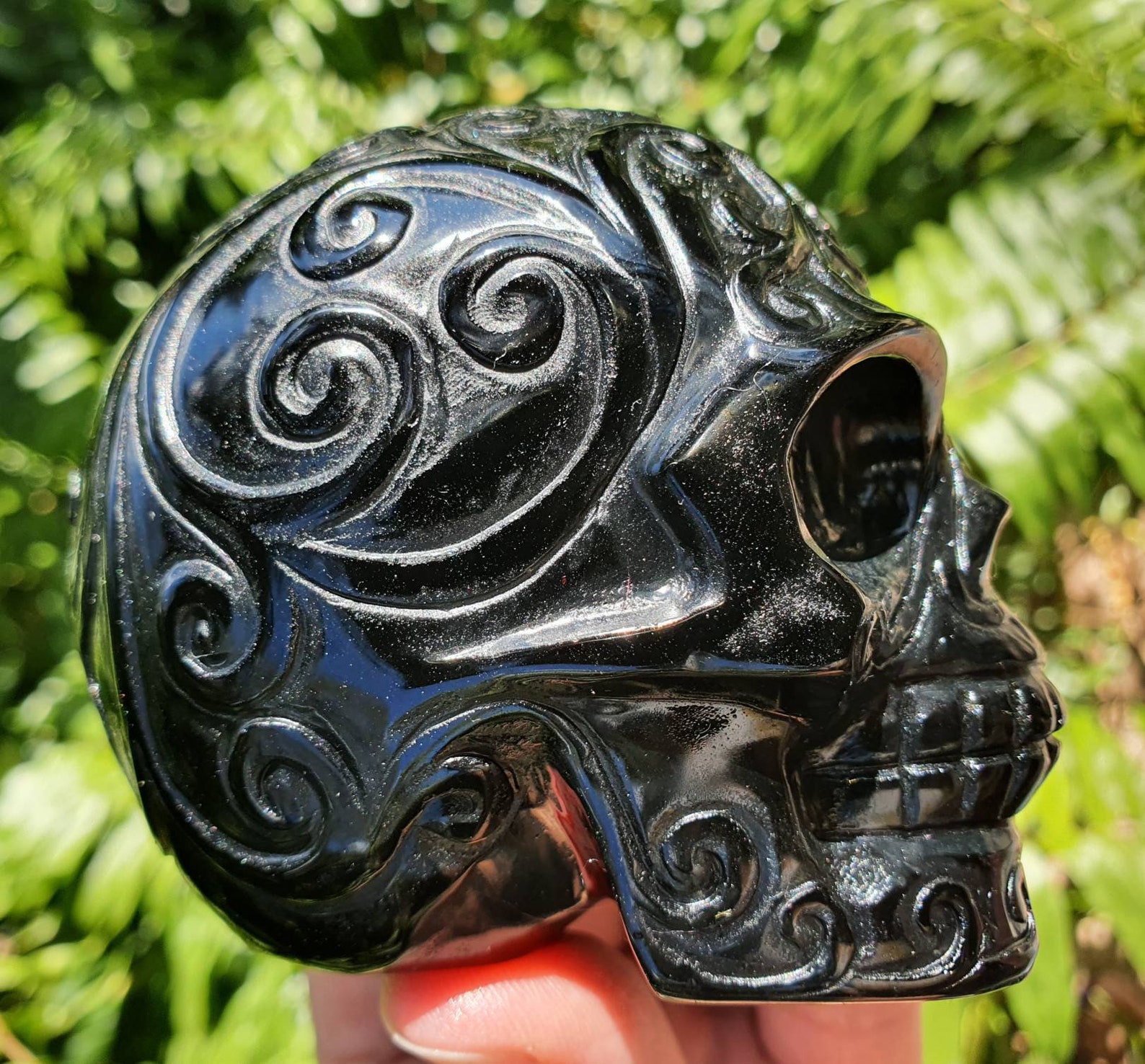 Large Black Obsidian Sugar Skull Hand carved Obsidian Skull | Etsy