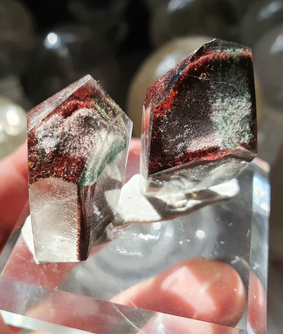 Set of 2 Mini Lodolite Specimes From Brazil, Inclusion Quartz Specimen ...