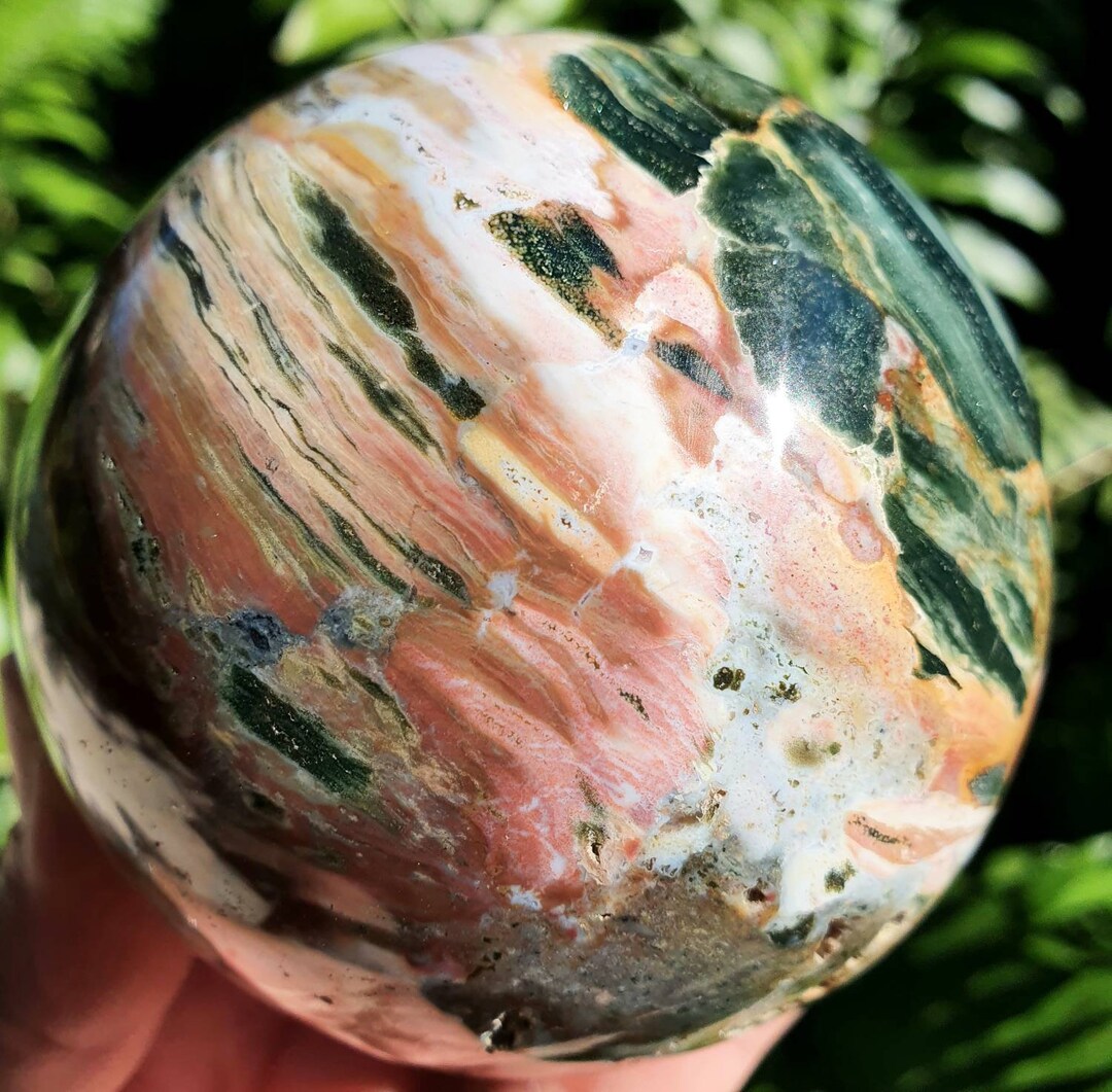 1.45 Lb Sea Jasper Sphere, Colorful Jasper Sphere, Colorful OJ Sphere ...