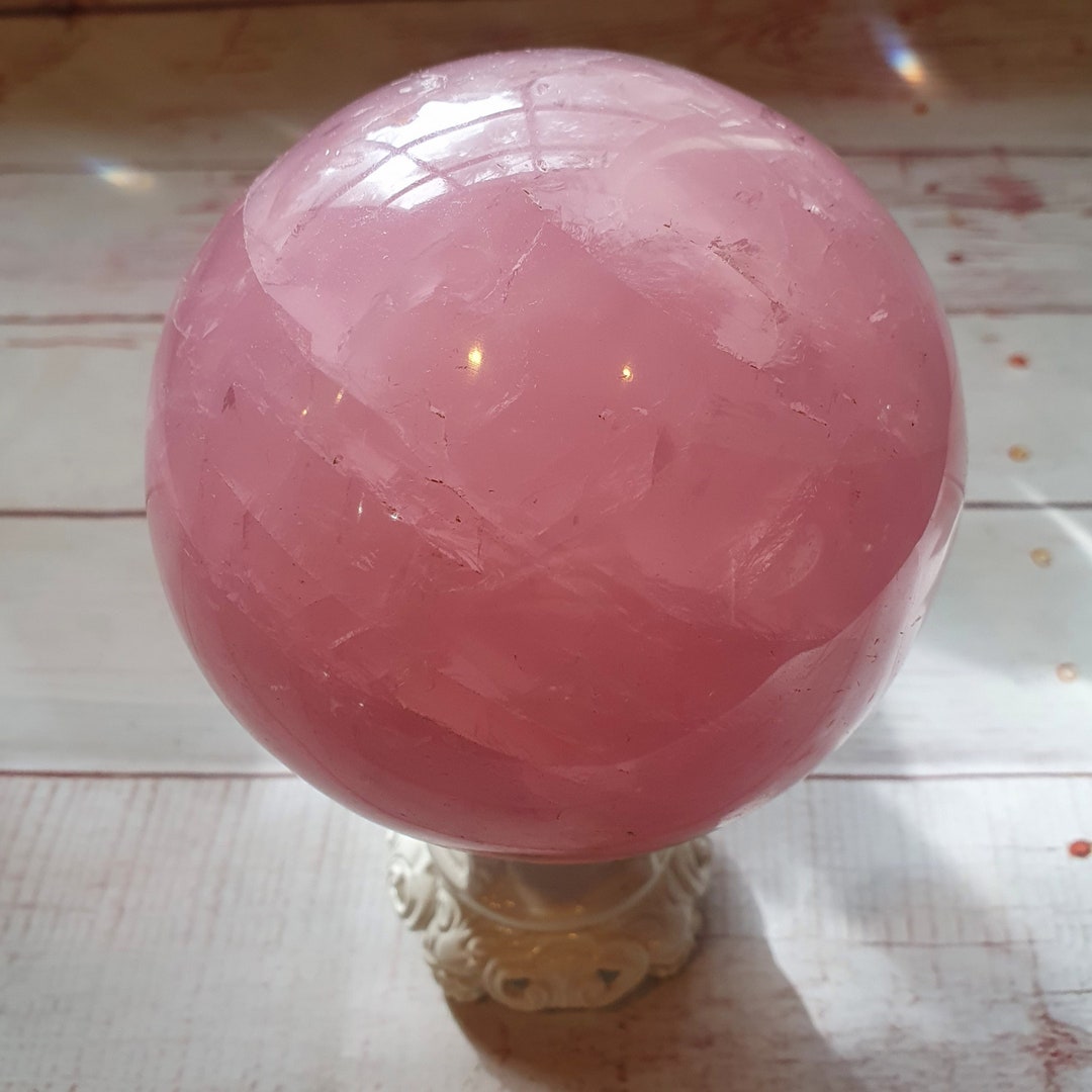 3.8 Lb Star Rose Quartz Sphere From Brazil, Large 1725 Grams Rose ...