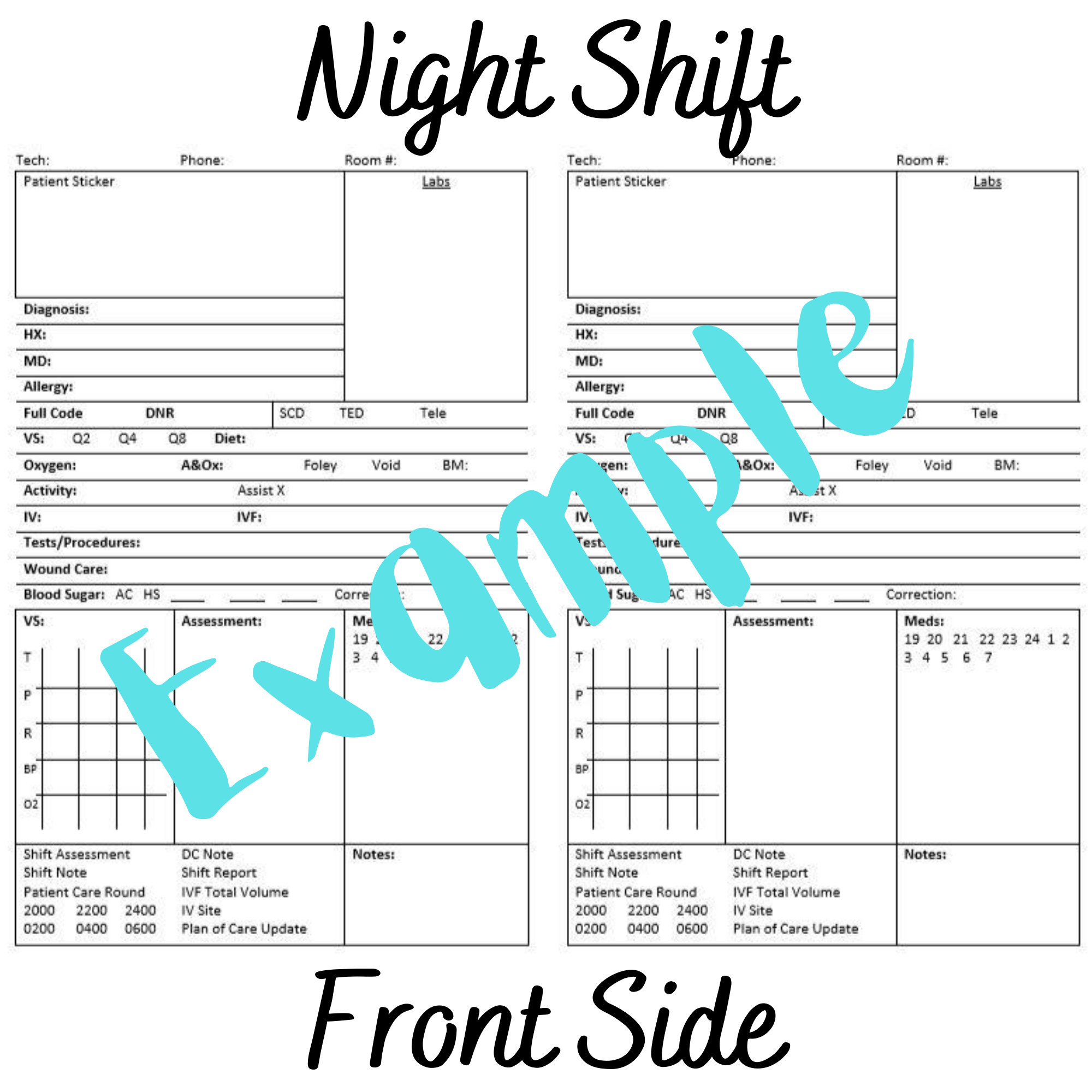 Night Shift Nursing Brain Sheet - Pdf - Digital Instant Download - Etsy