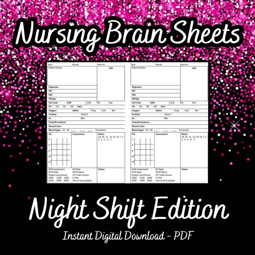 Night Shift Nursing Brain Sheet - Pdf - Digital Instant Download - Etsy