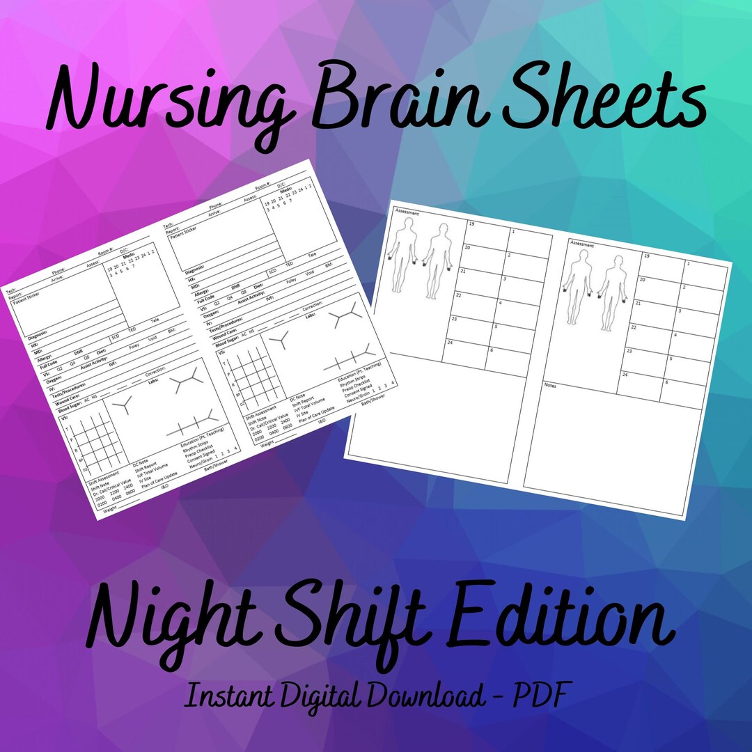Night Shift Nursing Brain Sheet - Pdf - Digital Instant Download - Etsy