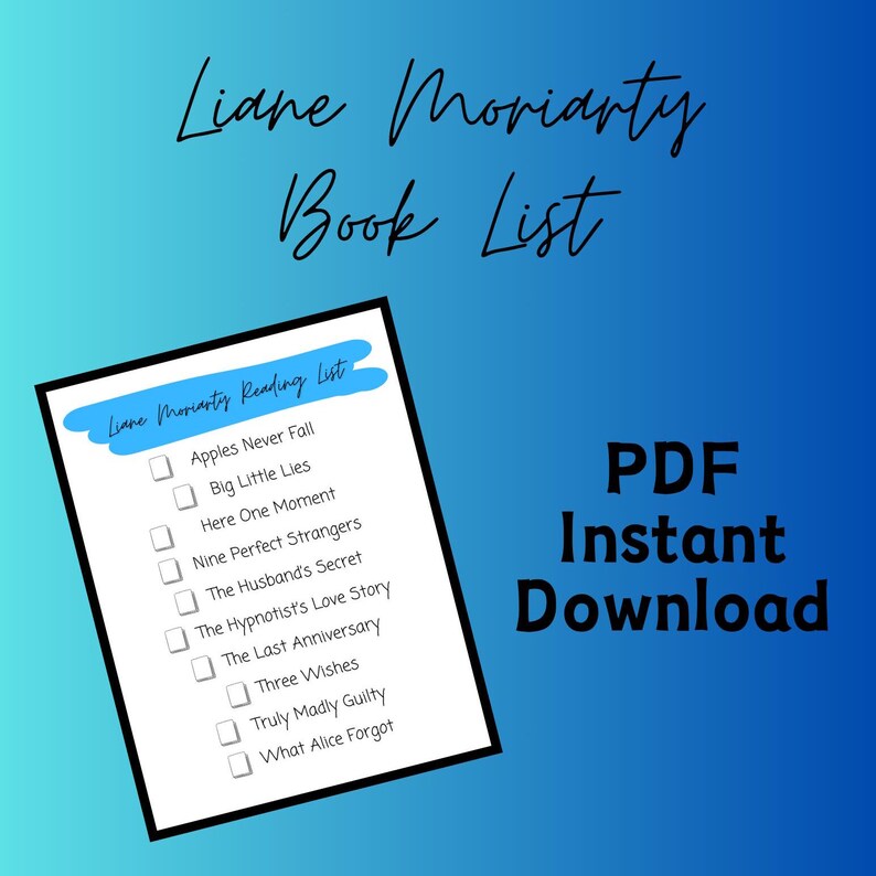 Liane Moriarty Book List - Etsy