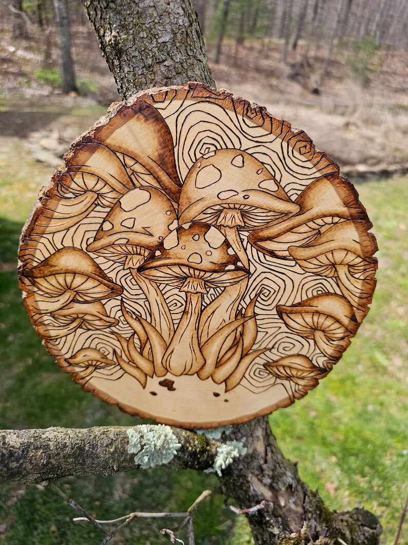 Handmade Wood Burned Mushroom Art - Etsy