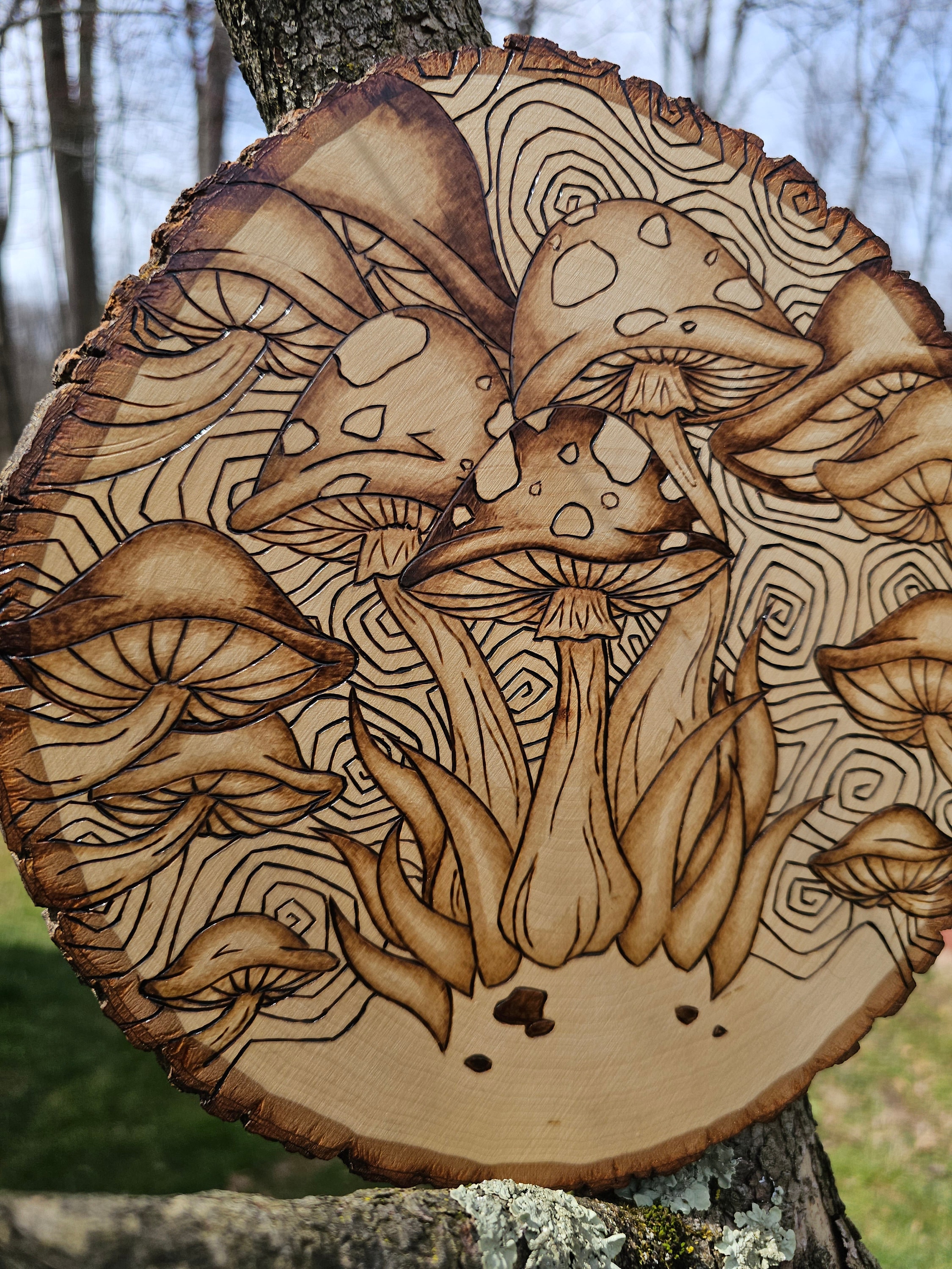 Handmade Wood Burned Mushroom Art - Etsy