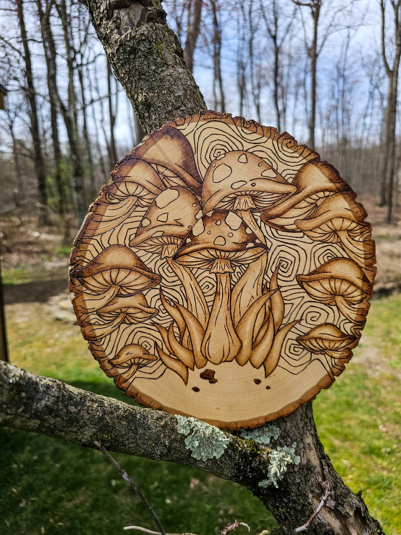 Handmade Wood Burned Mushroom Art - Etsy