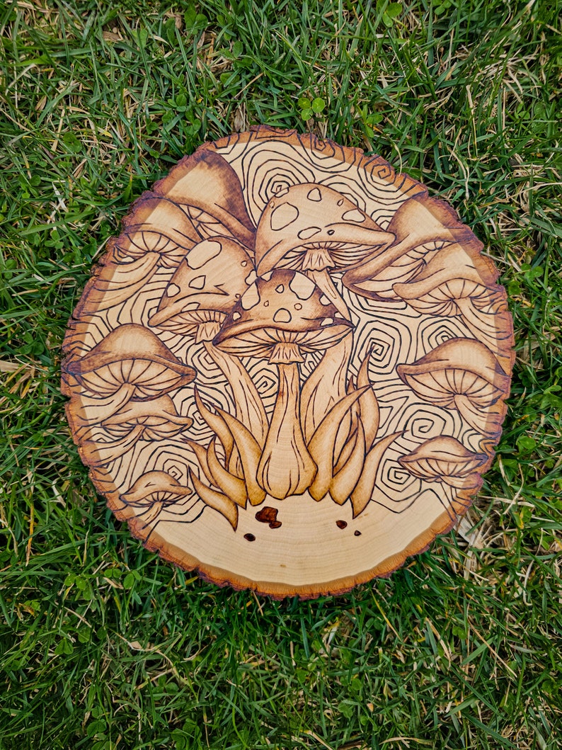 Handmade Wood Burned Mushroom Art - Etsy