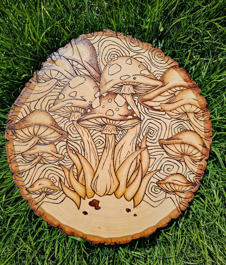 Handmade Wood Burned Mushroom Art - Etsy