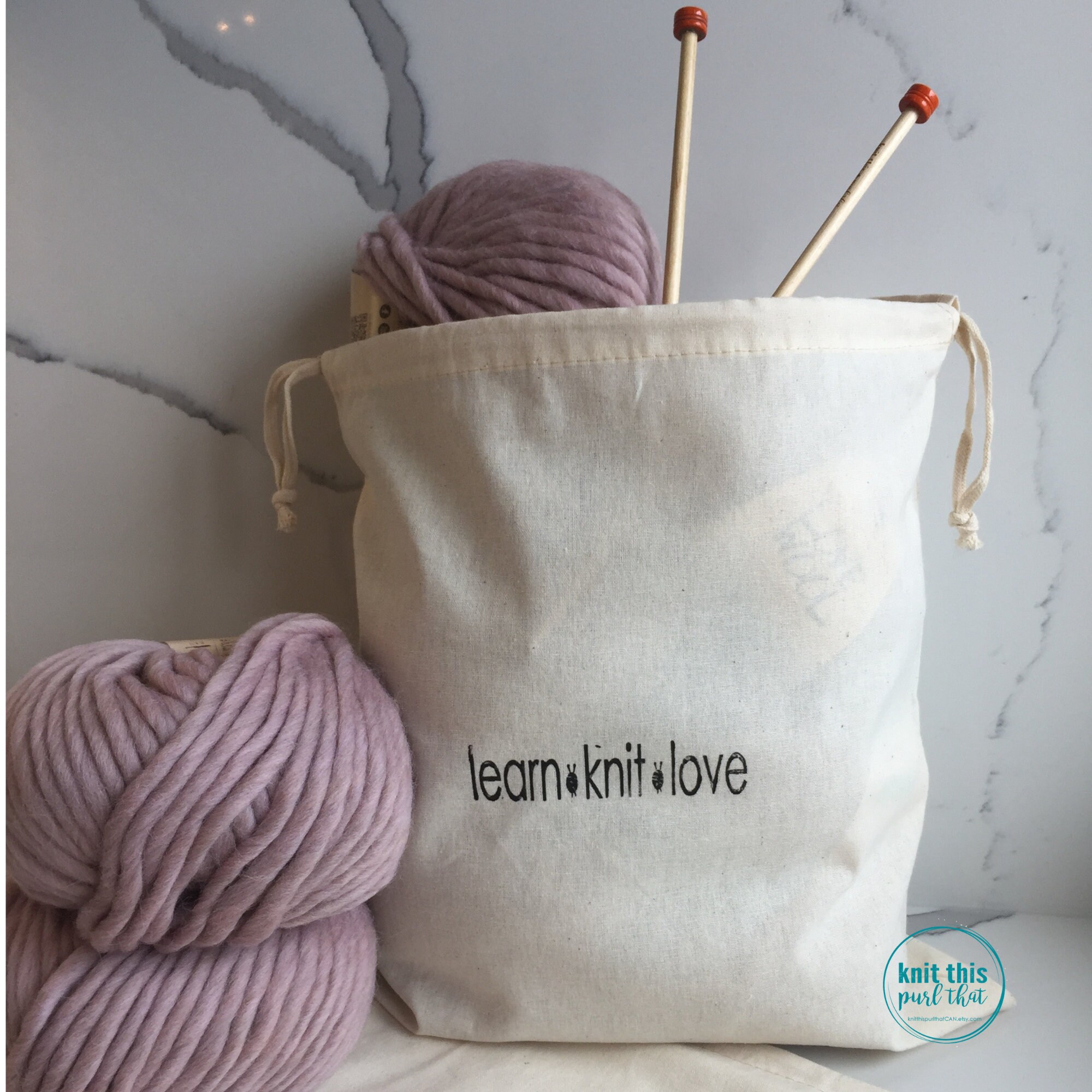 Knitting Project Tote / Drawstring Bag / Crochet Tote - Etsy