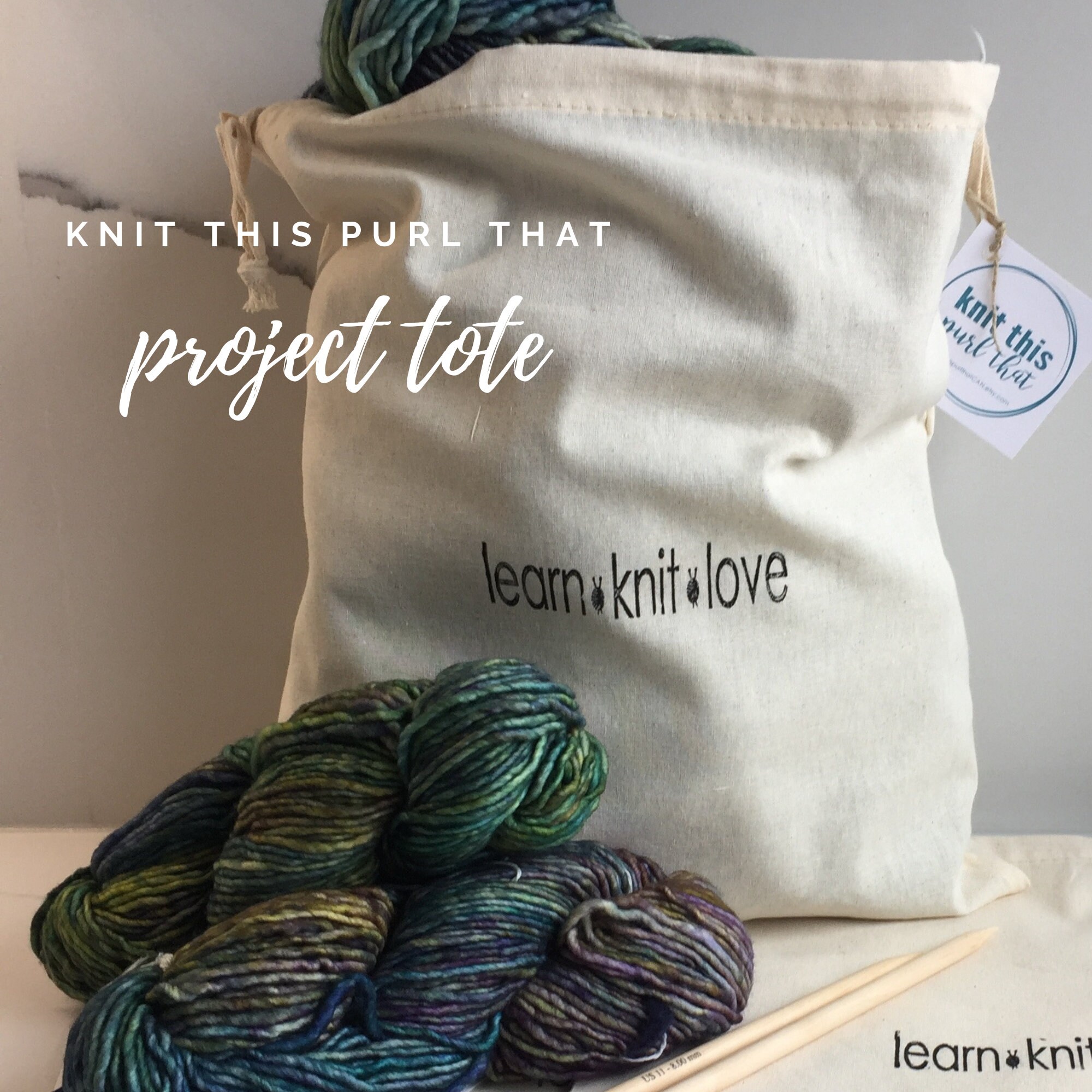 Knitting project tote / drawstring bag / crochet tote | Etsy