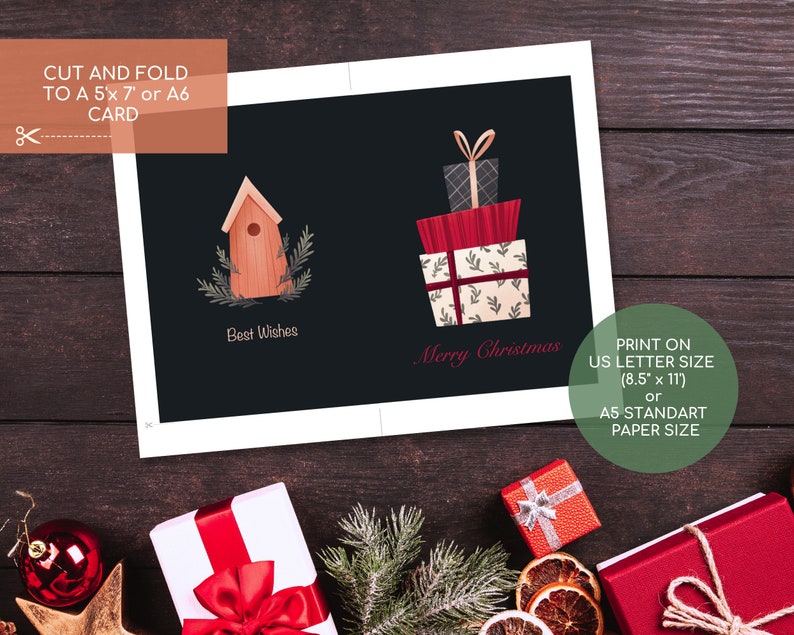 Merry Christmas Printable Card. Creative and Unique Winter Digital ...