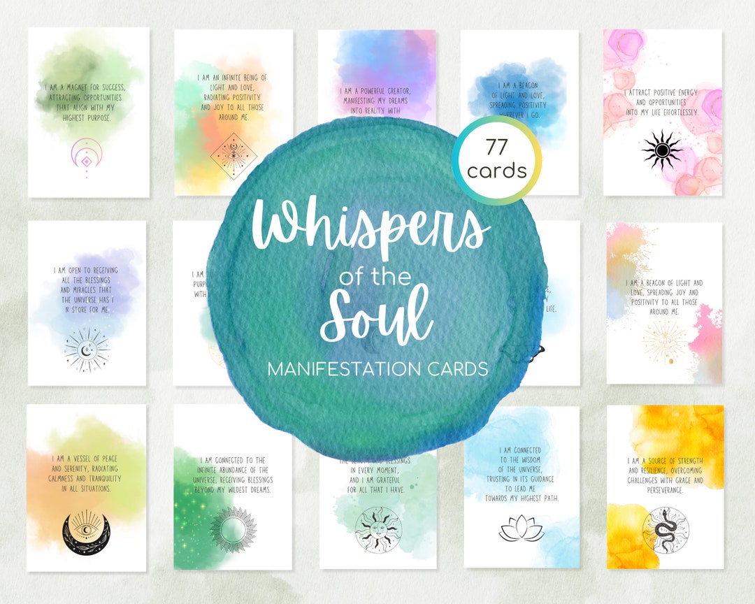 Manifestation Cards. 77 Digital Printable Cards. Whispers of the Soul ...