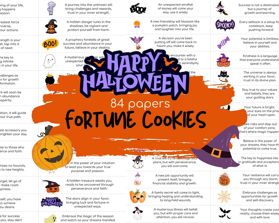 Halloween Fortune Cookie Sayings: 84 Printable Predictions (PDF) - Etsy