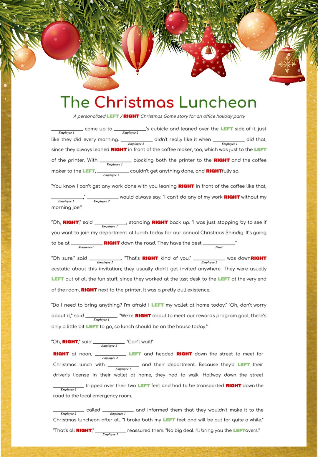 Office Party Left Right Gift Game - Etsy UK