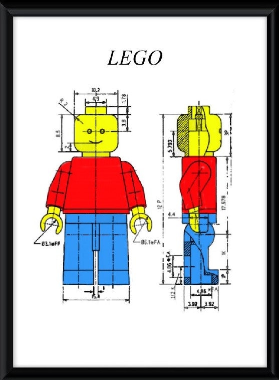 Lego Man Technical Drawing